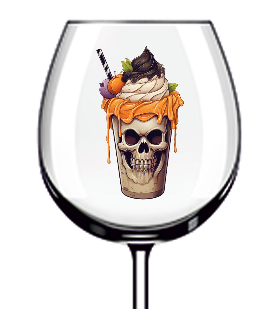 12x Halloween Skull Icecream Colour Wine Glass Bottle Vinyl Sticker ...