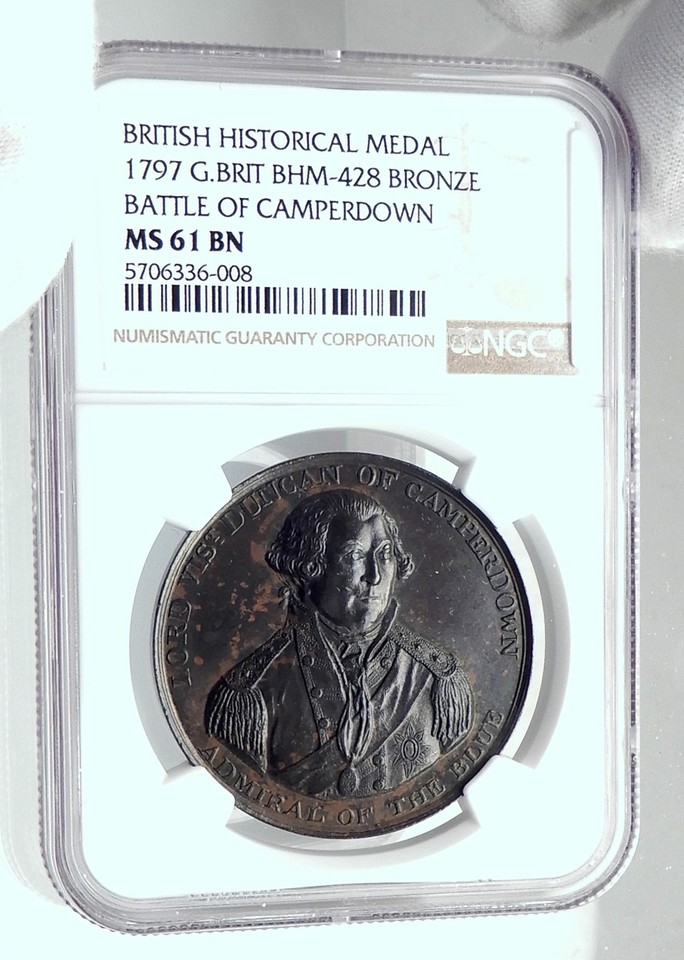 1797 GREAT BRITAIN England Naval Battle of Camperdown Duncan Medal NGC ...