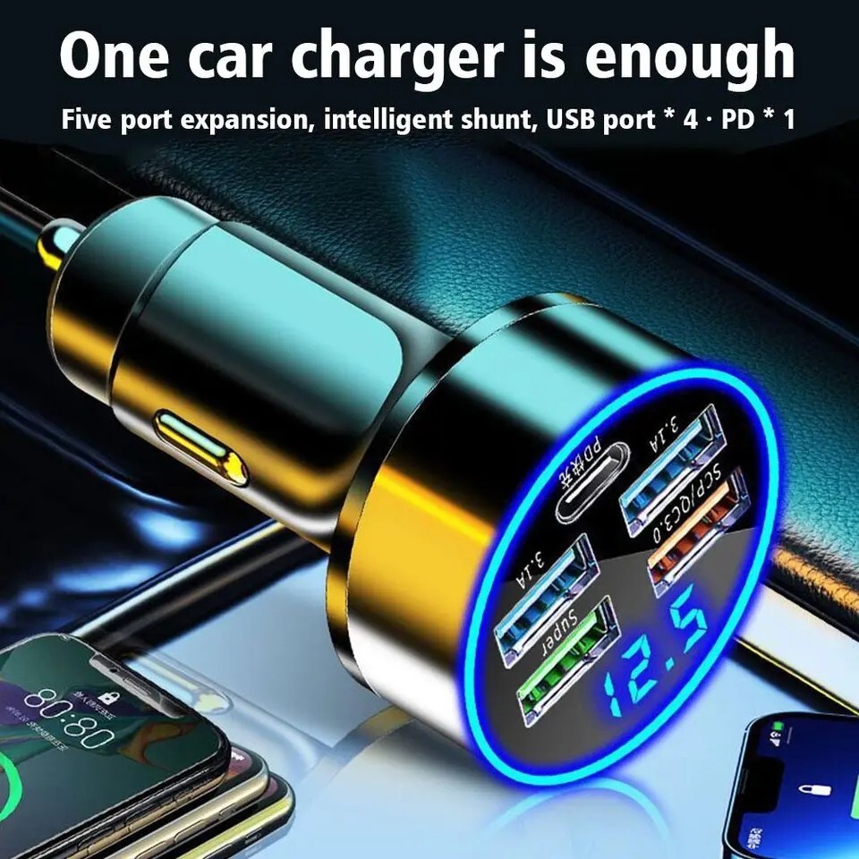 4 USB Port Super Fast Car Charger Adapter for iPhone Samsung Android ...