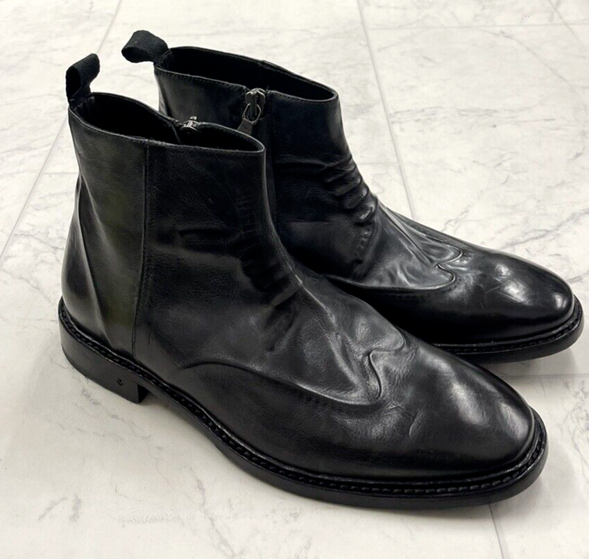 $798 John Varvatos Fleetwood Wingtip Pattern Leather Boots In Black ...