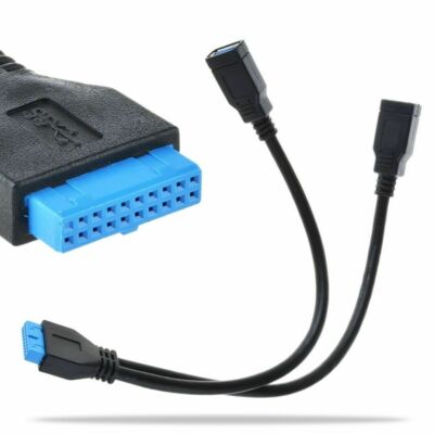 USB 3.0 20 Pin Motherboard Female to 2 USB A Female Connector Y Cable ...