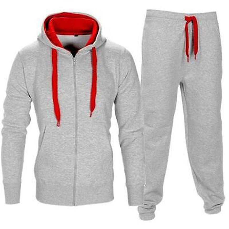 Mens Athletic Fleece Jogging Set Casual Running Jogger Gym Tracksuit ...