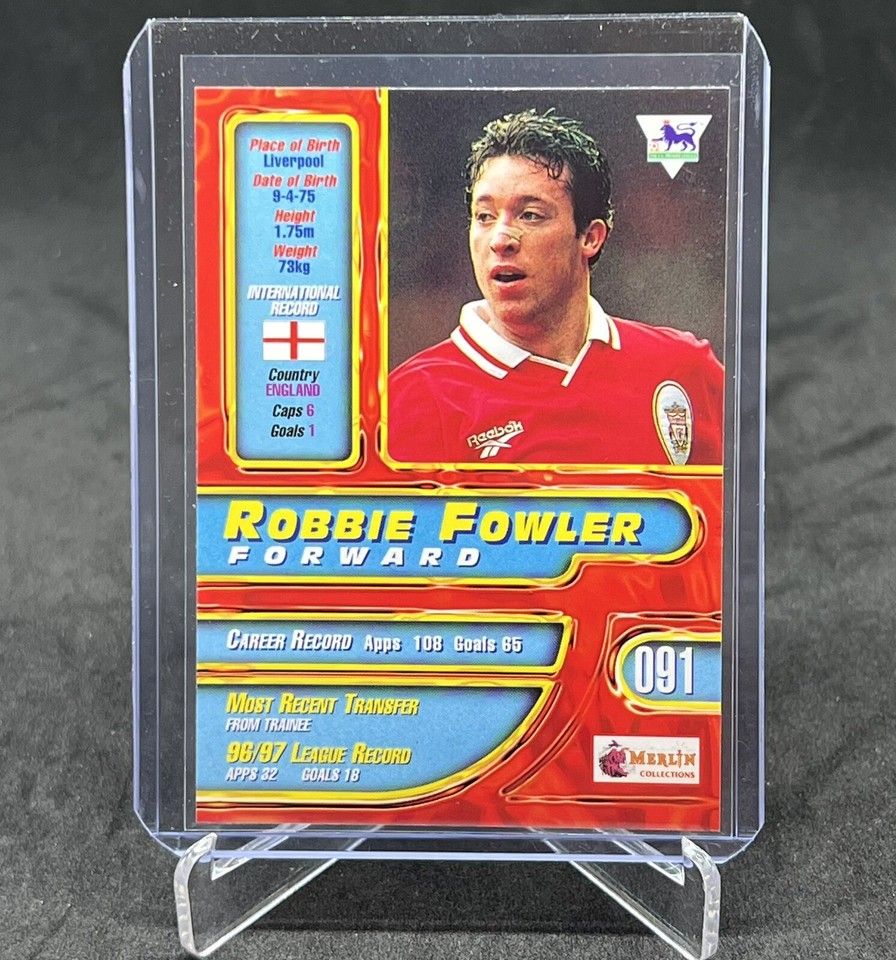 ROBBIE FOWLER 1997-98 Merlin Premier Gold Soccer Card LIVERPOOL #91 PSA ...