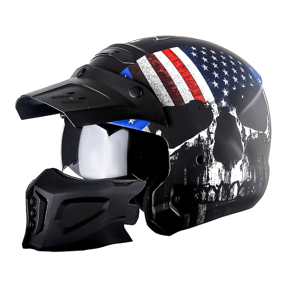 1Storm Motorcycle Full Face Helmet Open Face Helmet with Smoked Shield ...