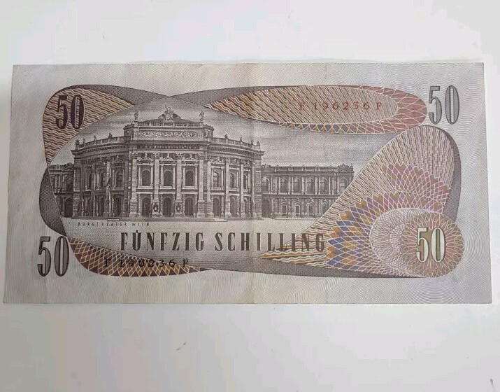 1970 Austria 50 Fünfzig Schilling Cash Bank Note P-143 Ferdinand ...