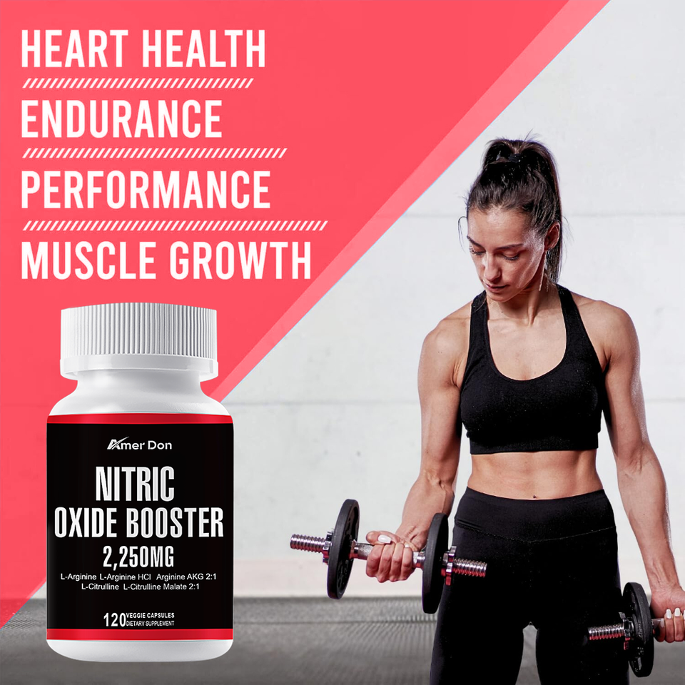 Nitric Oxide Booster Supplement - L-Arginine, L-Citrulline 2250mg - 120 ...