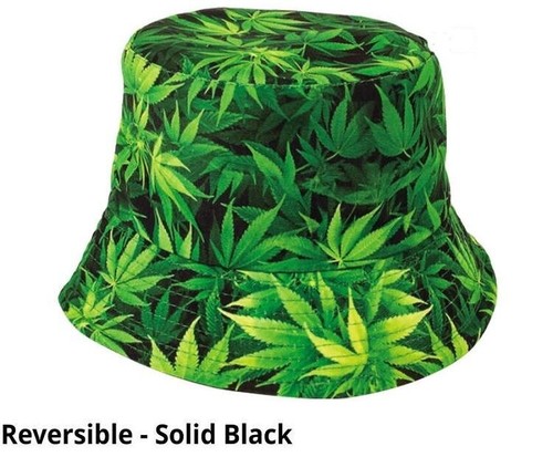 New Green Repeating Pot Leaf Marijuana Bucket Hat Adult One Size Smoke ...