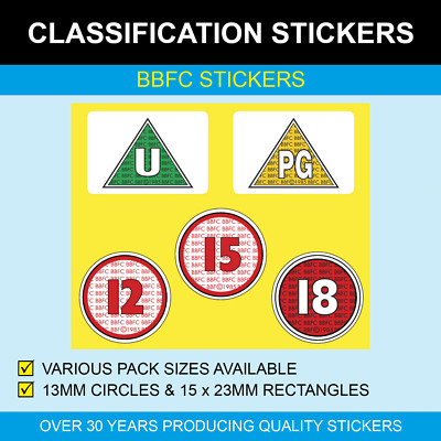 BBFC - Age Rating - Classification Stickers / Labels | eBay