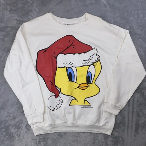 Tweety Bird 1996 Looney Tunes Santa Claus Hat Christmas Sweater Adult ...