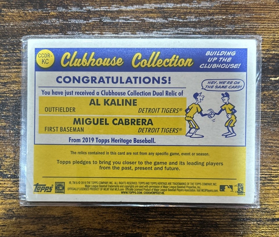 Topps Al Kaline Miguel Cabrera /70 Game Used Memrobilia Detroit Tigers ...