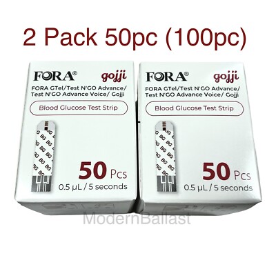 100 Pcs Fora GOJJI Blood Glucose Test Strips New Sealed Exp 8/2024 Same ...