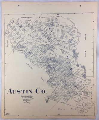 Antique General Land Office Map Austin County Texas Showing Plats ++ | eBay