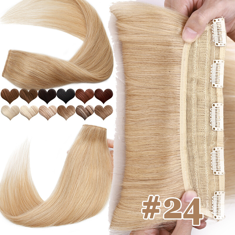 HIGHLIGHT One Piece Clip in Human Hair Extensions 3/4 Full Head Remy ...