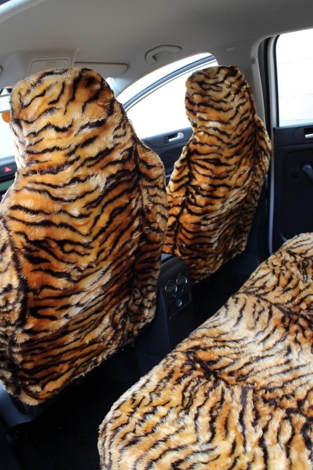 For Audi A4 - Gold Tiger Faux Fur Furry Car Seat Covers - Full Set ...