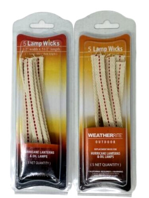 2 pkgs WeatherRite Outdoor Replacement Wicks Hurricane Lanterns Oil ...