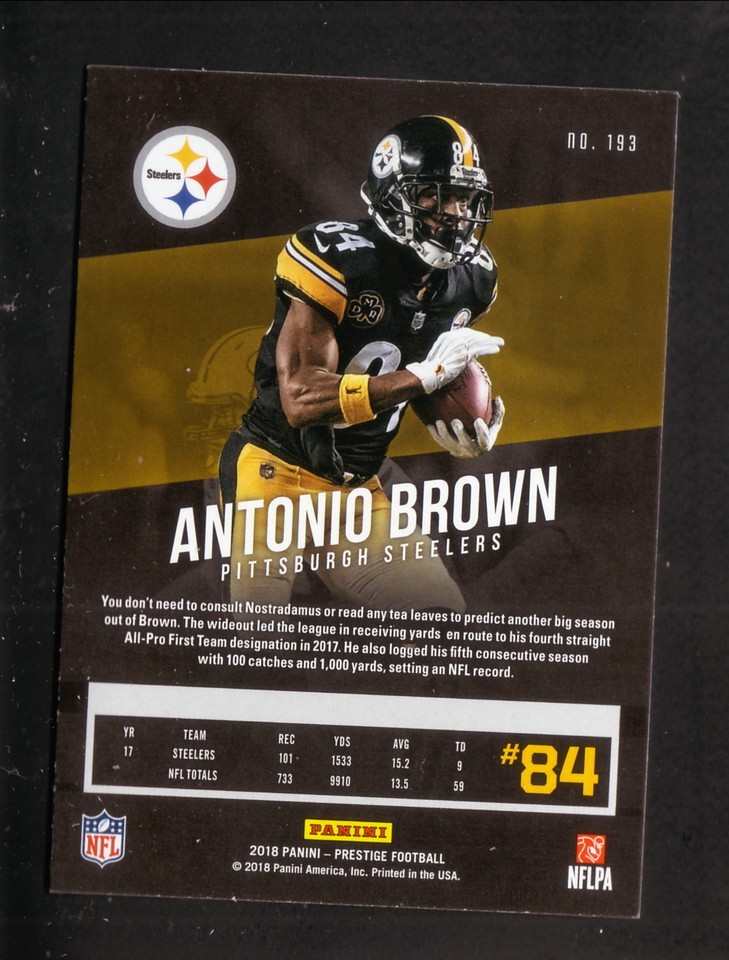Antonio Brown--Pittsburgh Steelers--2018 Prestige Football Card | eBay