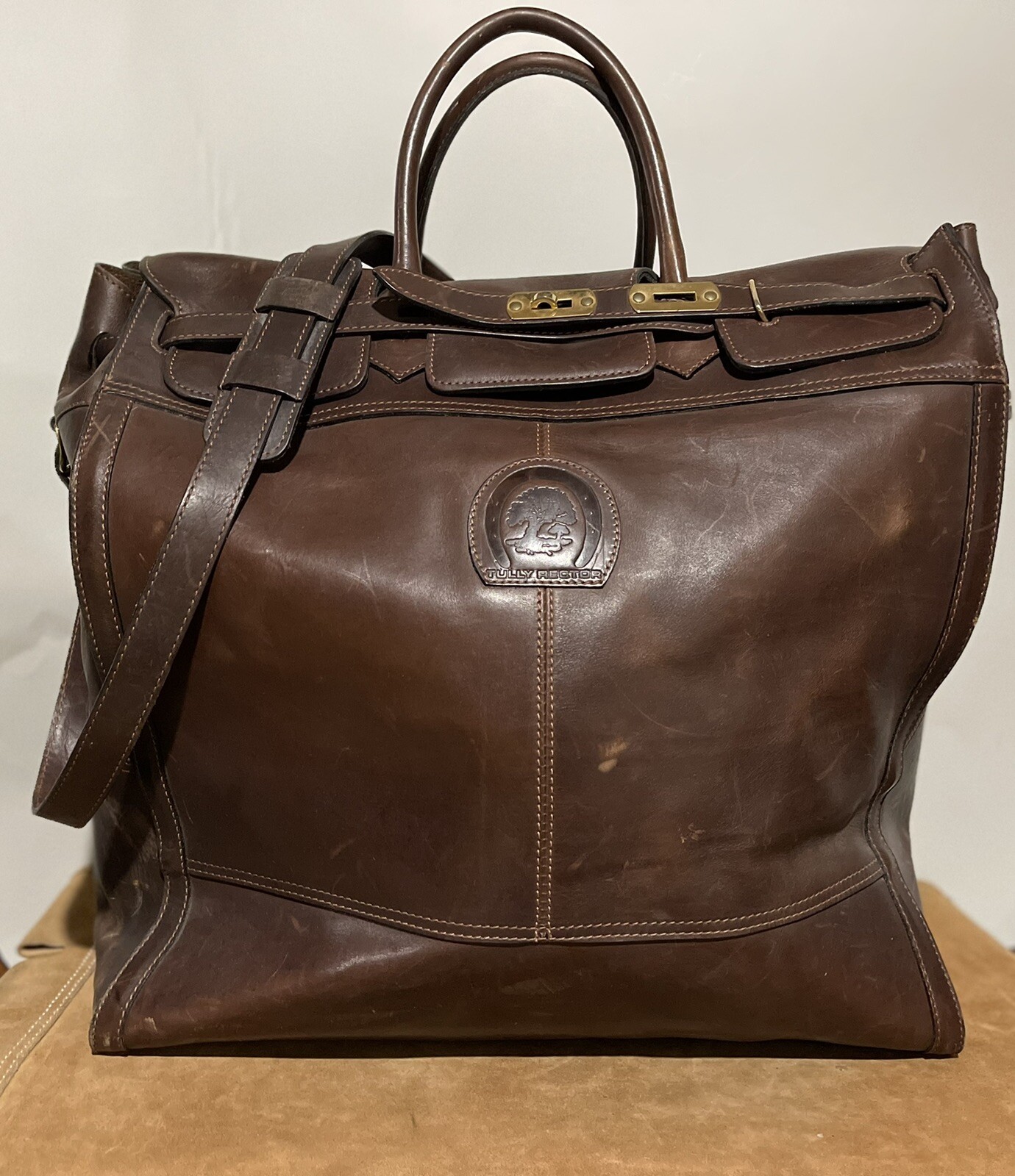 Tully Rector Leather Chocolate Brown Large Overnight … - Gem