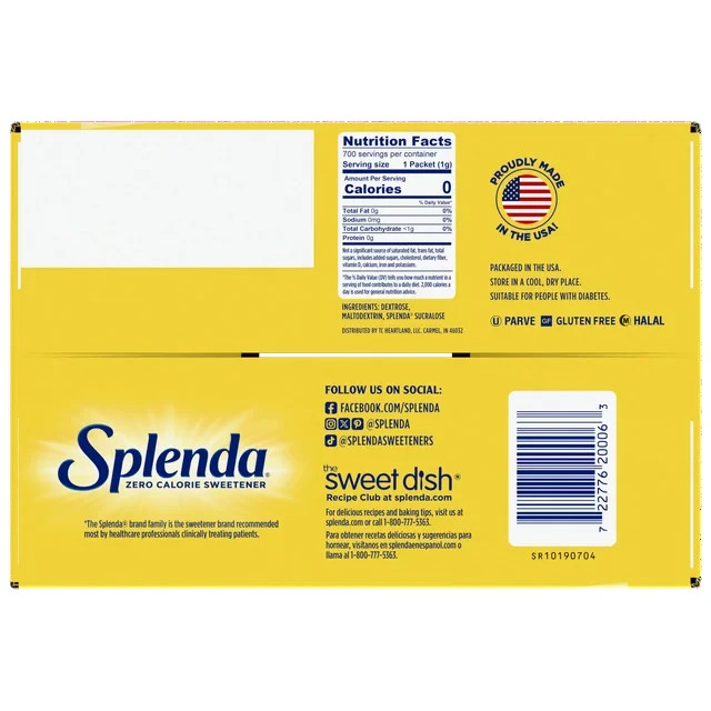 Splenda Zero Calorie Sweetener Sugar Substitute Packets 700 Count ...