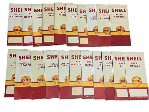 Vintage Shell Oil Road Maps Lot of 21 ~ Ohio CA Nevada Missouri Albany ...
