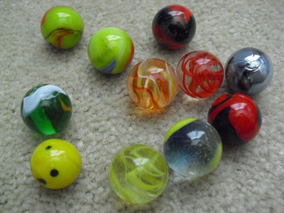 Lot of 11 Antique Swirl Glass Shooter Marbles with Smiley Face 1 ...