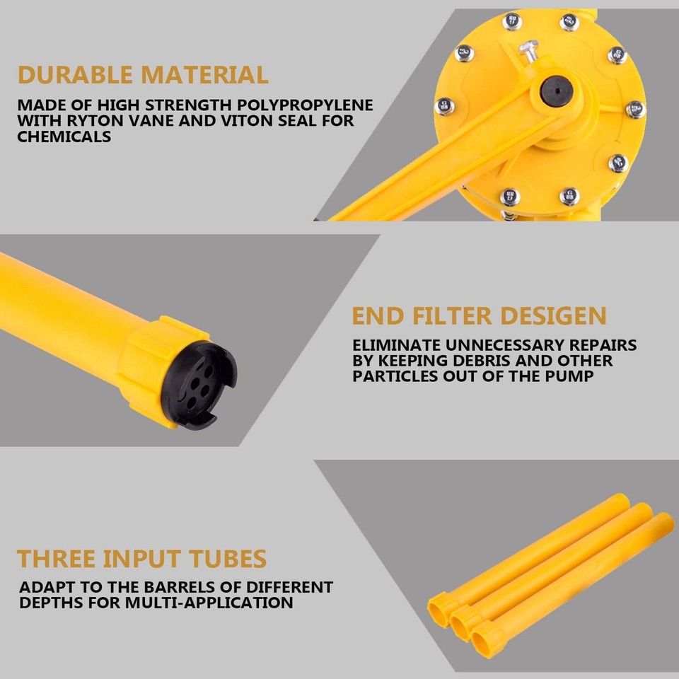 Polypropylene Hand Rotary Drum Barrel Pump For Chemicals | eBay