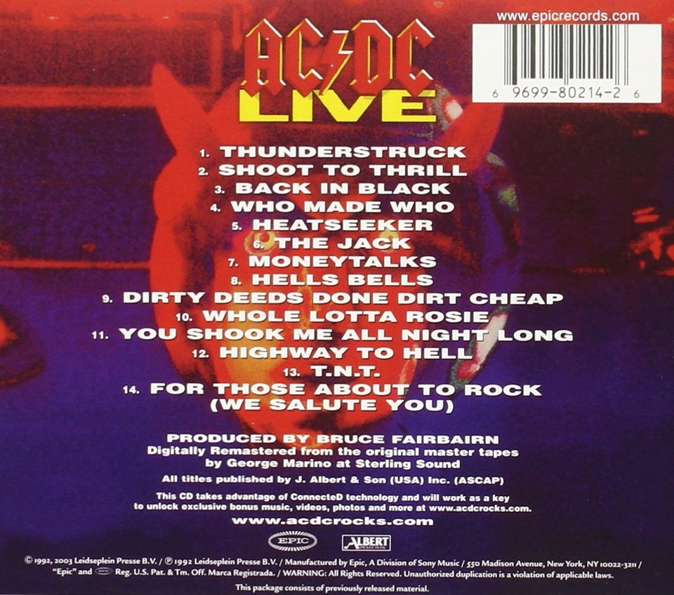 AC/DC AC/DC: Live (CD) (UK IMPORT) 696998021426 | eBay