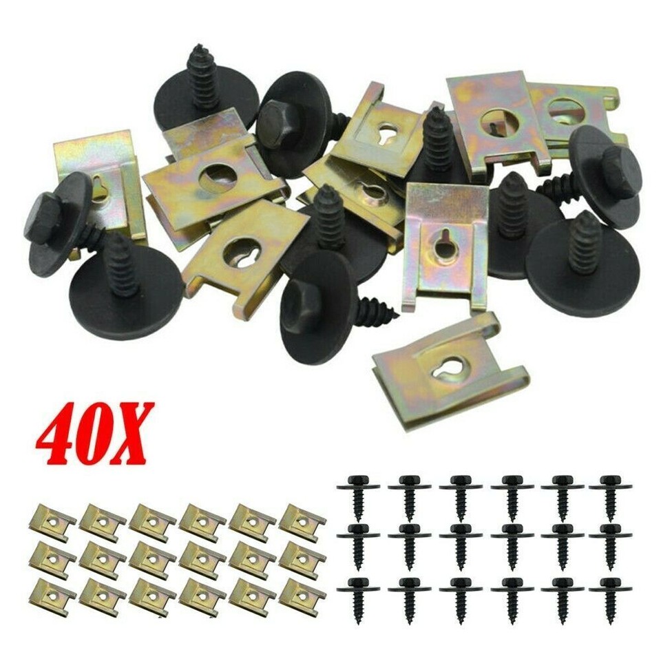 40x U Nut Hex Screw For BMW Speed Fastener Undertray Sheet Metal Clip ...