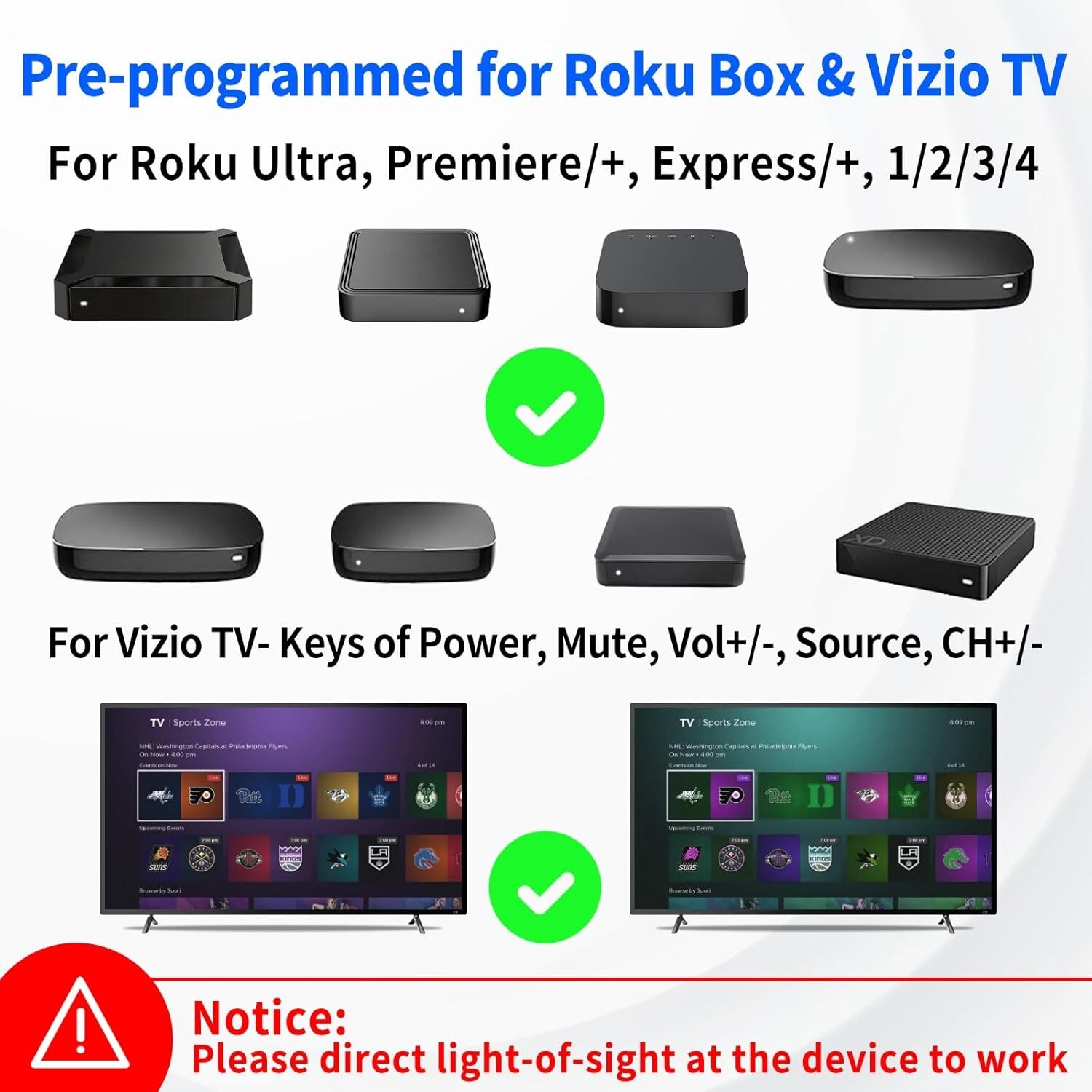 Programmed All in One Remote for Roku Box and Vizio TV with Extra 9 ...