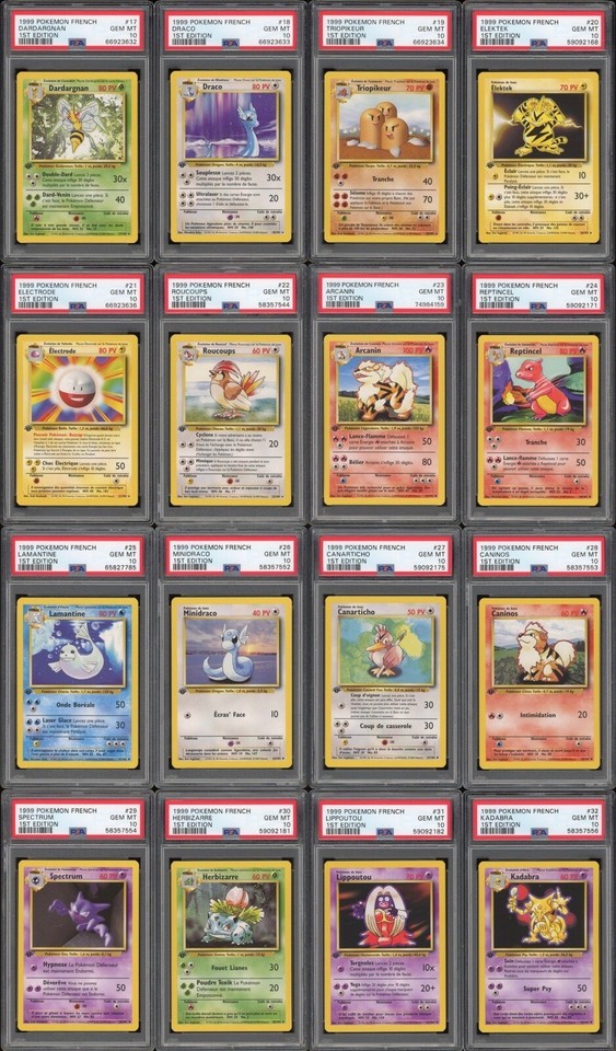 1999 Pokemon FRENCH 1st Edition Base Set COMPLETE PSA 10 SET 102/102 ...