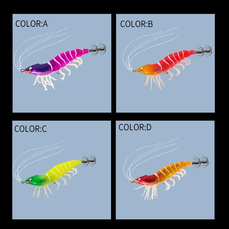 Fishing Lure 10.5cm Luminous Squid Jig Fishing Wood Shrimp Lure Squid ...