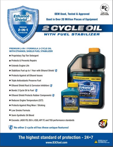 2 cycle oil mix B3C Premium Ethanol Shield - 4 bottles makes 10 Gal. at ...