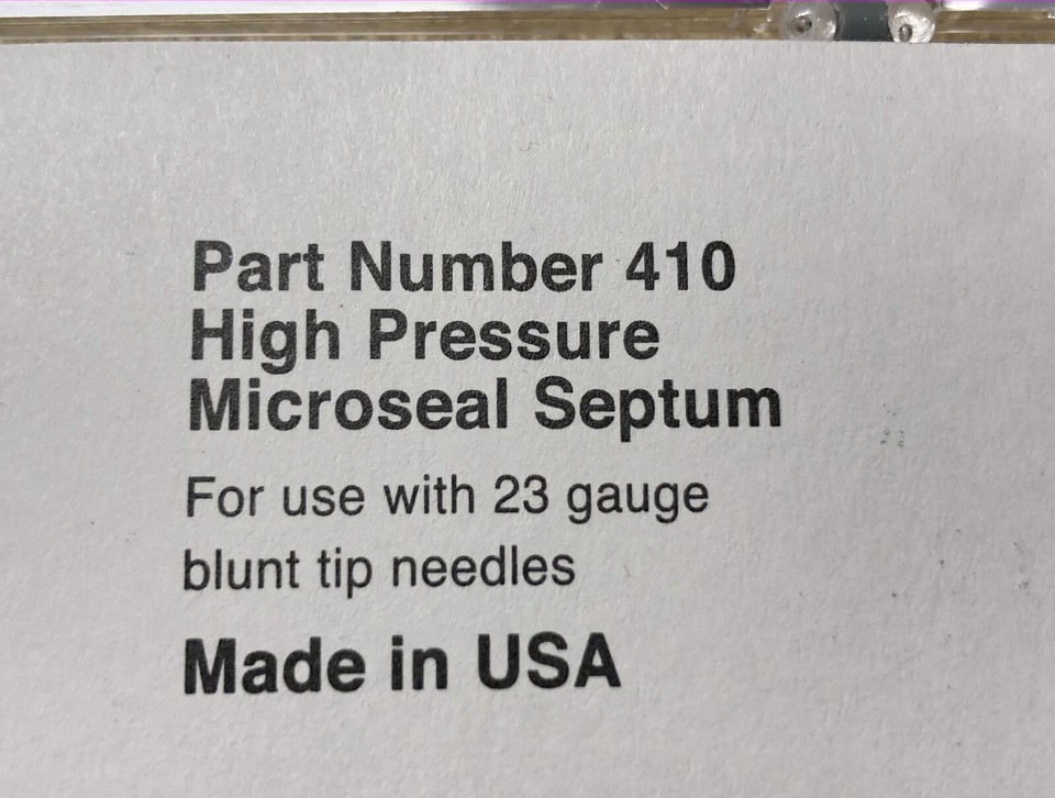 Merlin Microseal High Pressure Microseal Septum, #410, 23 gauge ...