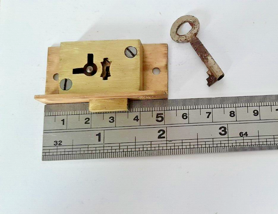 Brass Cupboard-Cabinet lock 1 key 51mm x 25mm (4363) | eBay