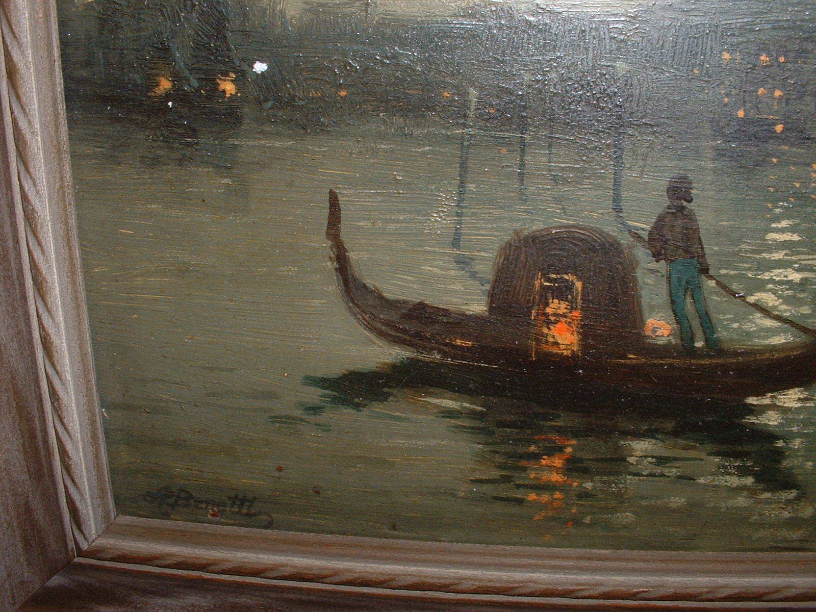 Original Oil Painting on Board signed A. BENETTI Night Scene in Venice ...