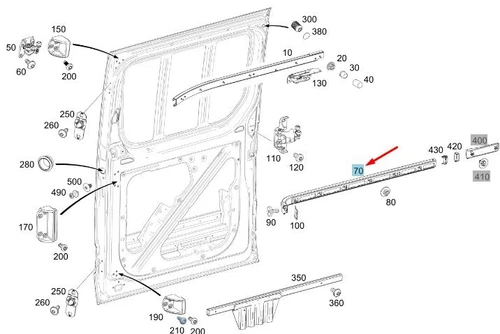 NEW MB SPRINTER 907 REAR SLIDING DOOR LEFT CENTER GUIDE RAIL ...
