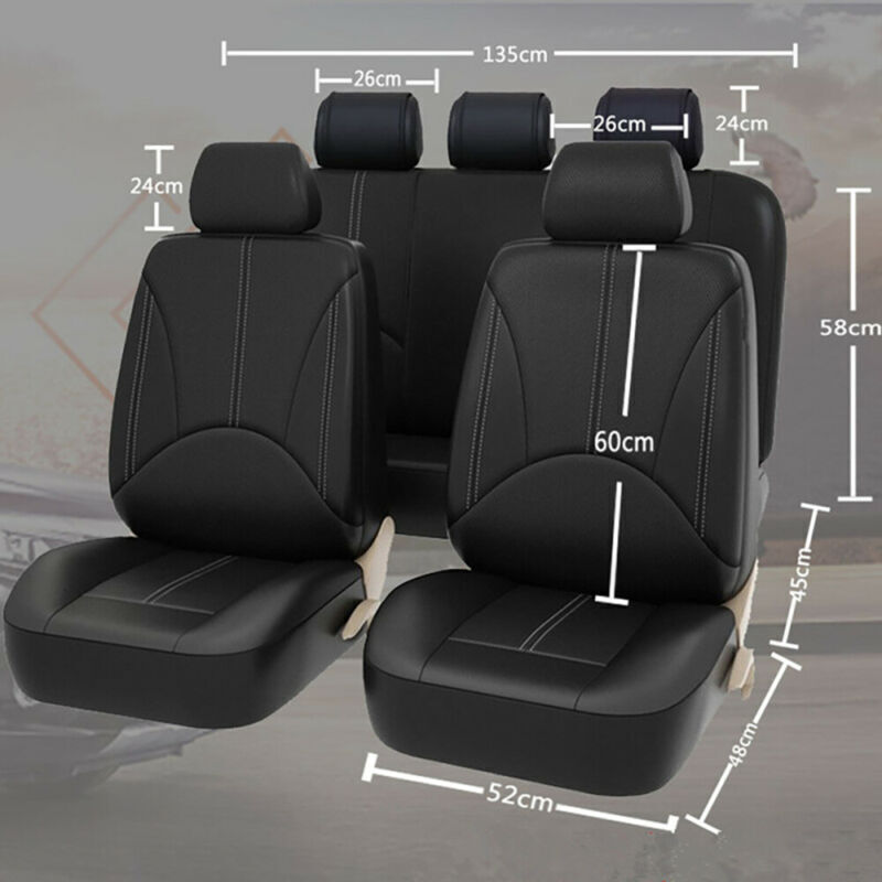 3 Row 7 Seats 2 Row 5-Seats Car Seat Covers Protect SUV Van Full Set PU ...