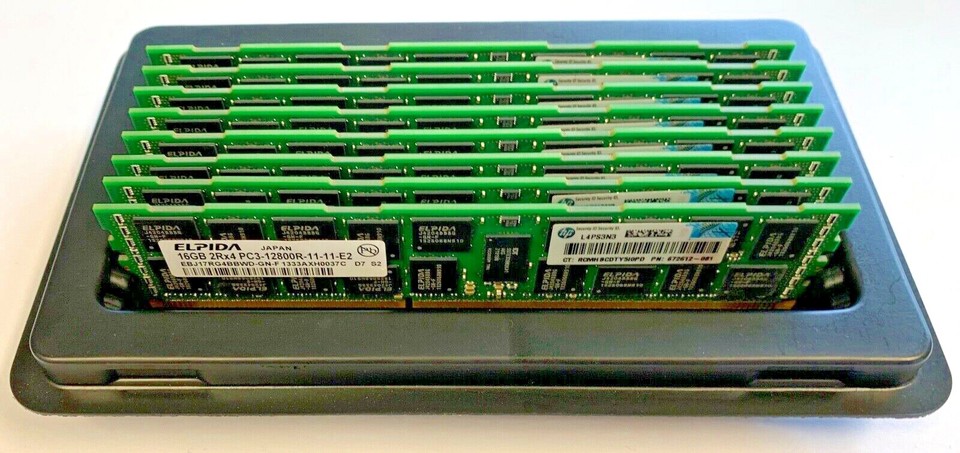 256GB HPE Proliant Memory (16x16Gb) PC3-12800R DDR3 672612-081 672631 ...