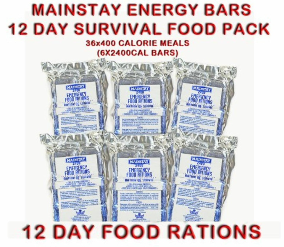 Mainstay Emergency Food 2400-Cal Bars Box of 6, 12 Day Rations, expires ...