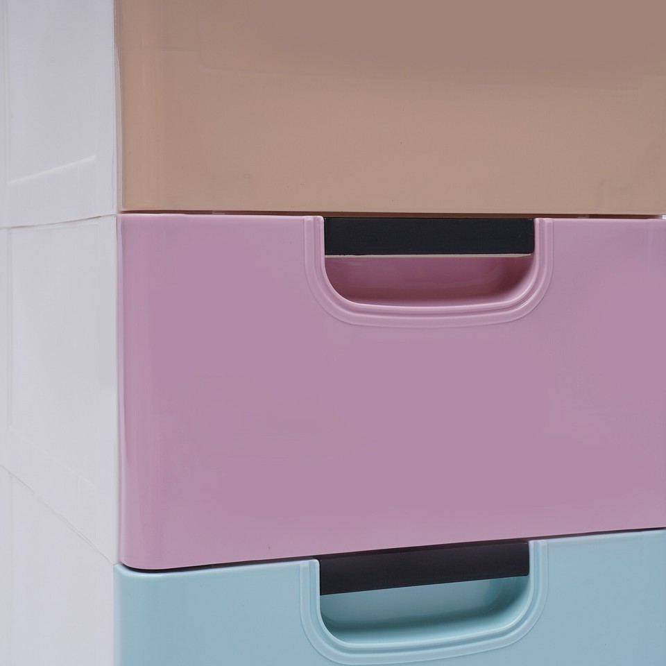 5 Tier Stackable Cabinet Vertical Clothes Storage Tower Tall Small ...