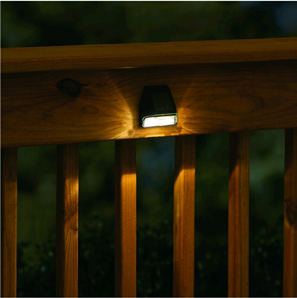 2 Pack - Mainstays Solar Powered LED Deck Fence Light 3 Lumen Step ...