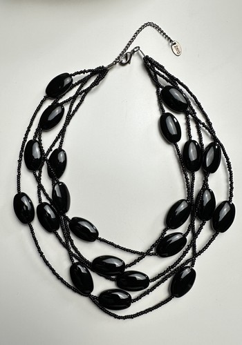 💎 ZERO Halskette Collier Kurz Glasperlen Damen Sommer Schmuck Schwarz ...