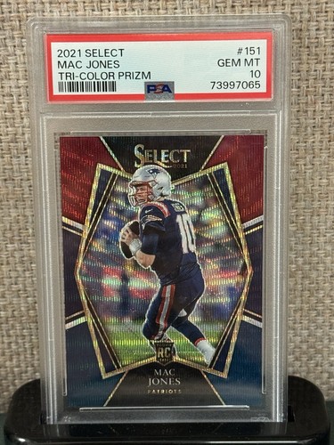 MAC JONES 2021 PANINI SELECT TRI COLOR PRIZM ROOKIE CARD #’d /199 PSA ...
