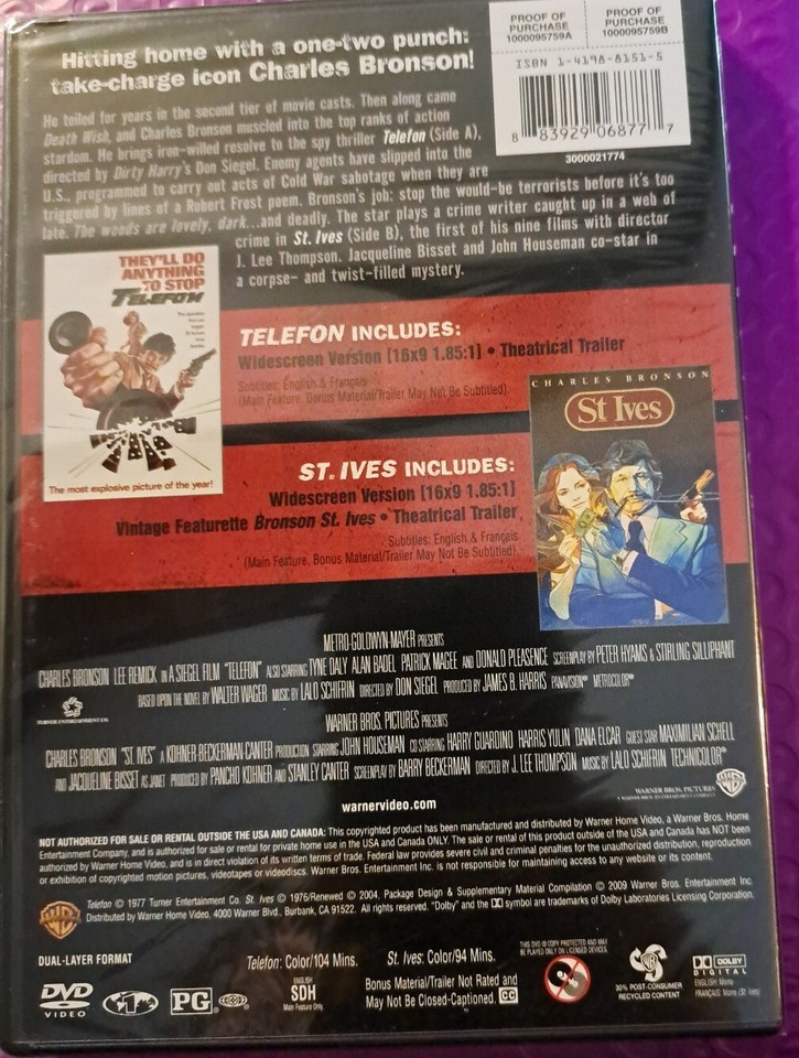 Telefon / St. Ives (DVD, 1976 & 1977) Charles Bronson Lee Remick New ...