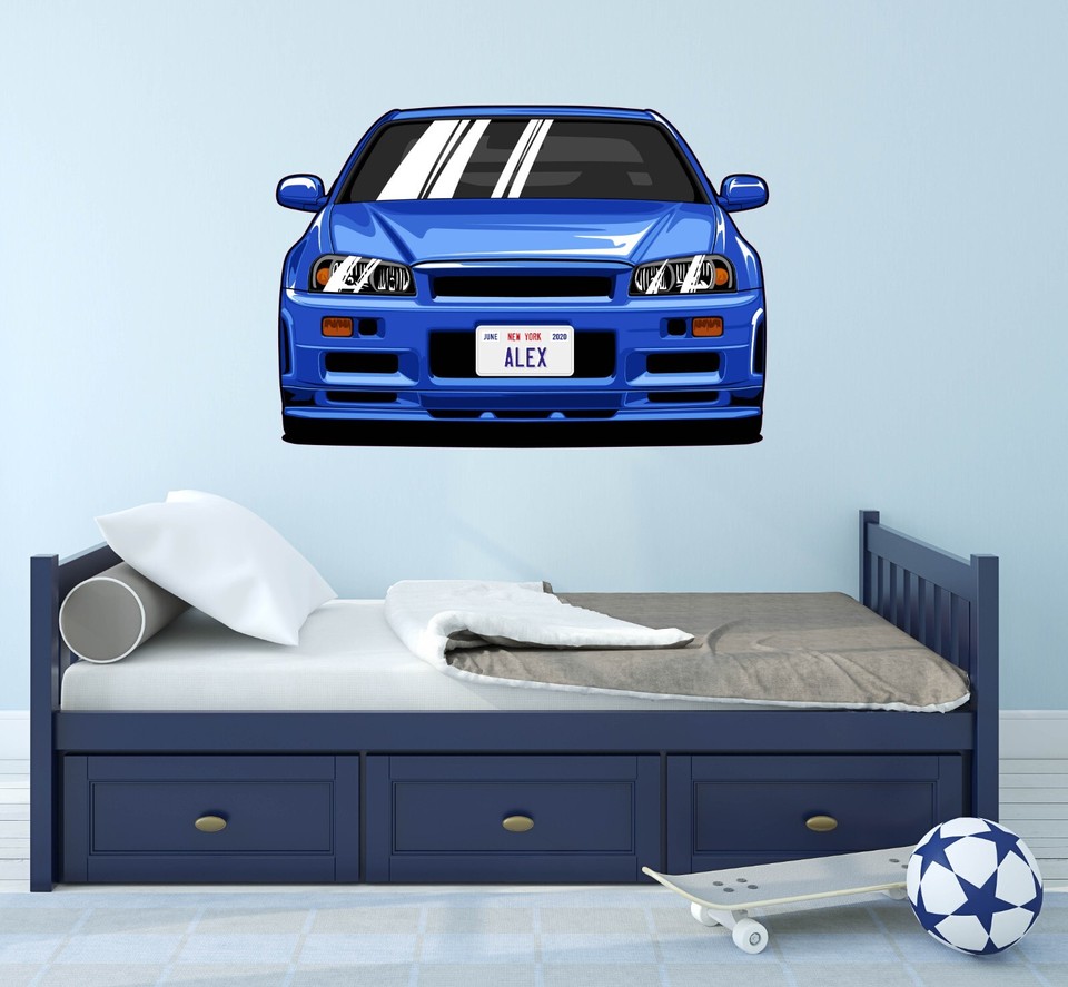 Personalized Car Wall Decal - Custom Name Car Wall Sticker, Kid Room ...