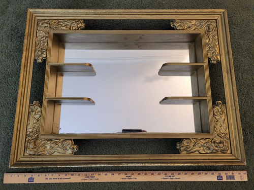 Vintage SHADOW BOX MIRROR Gold Painted Wood 32 x 24 | eBay