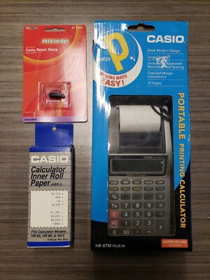 Casio Portable Printing Calculator HR-8TM PLUS-W + NEW PAPER + New INK ...