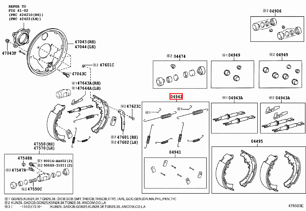 Genuine Toyota Hilux KUN126 KUN125 GUN136 GUN135 Rear Drum Brake Spring ...