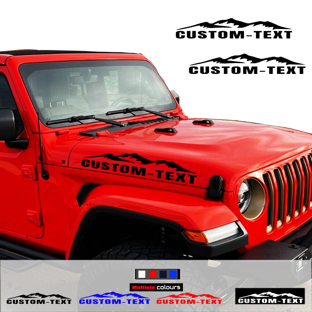 Custom Text Car Hood Decals Mountain Sticker for Jeep Wrangler JK TJ YJ ...