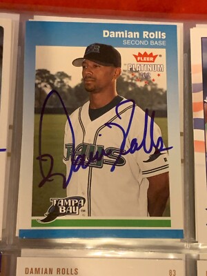 DAMIAN ROLLS AUTOGRAPHED SIGNED 2002 FLEER PLATINUM CARD DEVIL RAYS COA ...
