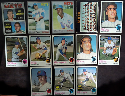 1970's various Topps New York Mets Lot (13 cards): Jones, Agee, Grote ...